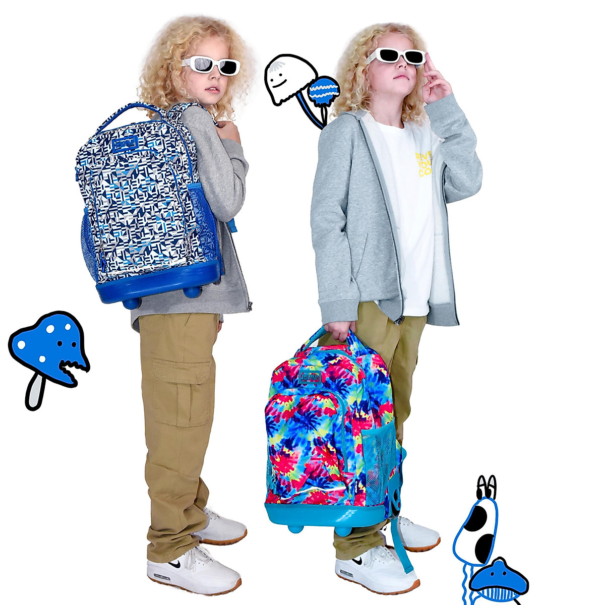 J World New York Sunny Rolling Backpack for Kids and Adults, Graffiti, 17 X 11.5X 5.5" (H X W X D)"