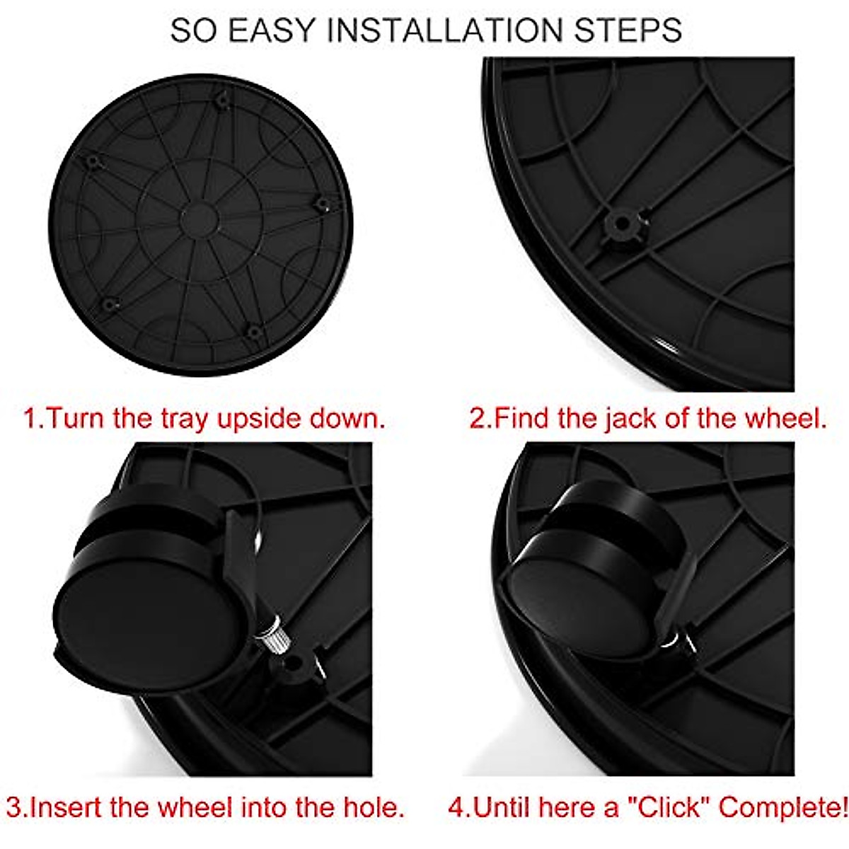 Coadura Plant Caddy with Wheels 15.5 Inch - 2 Pack Plant Caddy on Wheels Heavy Duty,Plant Dolly Plant Tray with Wheels Planter Caddies Indoor/Outdoor, Black