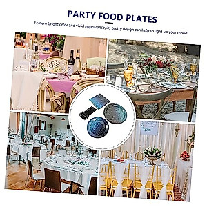 jojofuny 24 Set Space Tablecloth Kids Dinnerware Disposable Paper Plates Party Paper Plate Outer Space Party Decorations Star Plates Fork Paper Tray Tableware Tissue Blue Props Child Abs