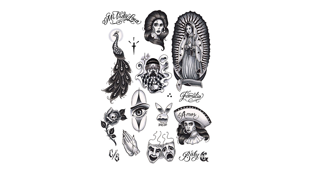 Tatsy Chicano Temporary Tattoo Set - Realistic Fun Designs