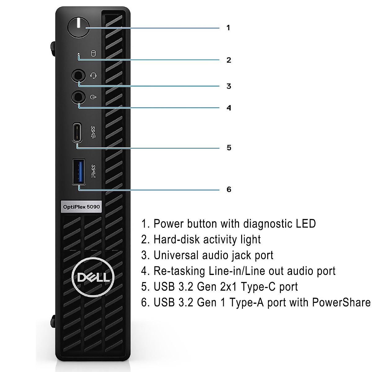 Dell OptiPlex 5090 Micro MFF Business Desktop Computer, Intel Hexa-Core i5-10500T up to 3.8GHz, 16GB DDR4 RAM, 1TB PCIe SSD, WiFi 6, Wireless Antenna, Bluetooth, Keyboard and Mouse, Windows 10 Pro