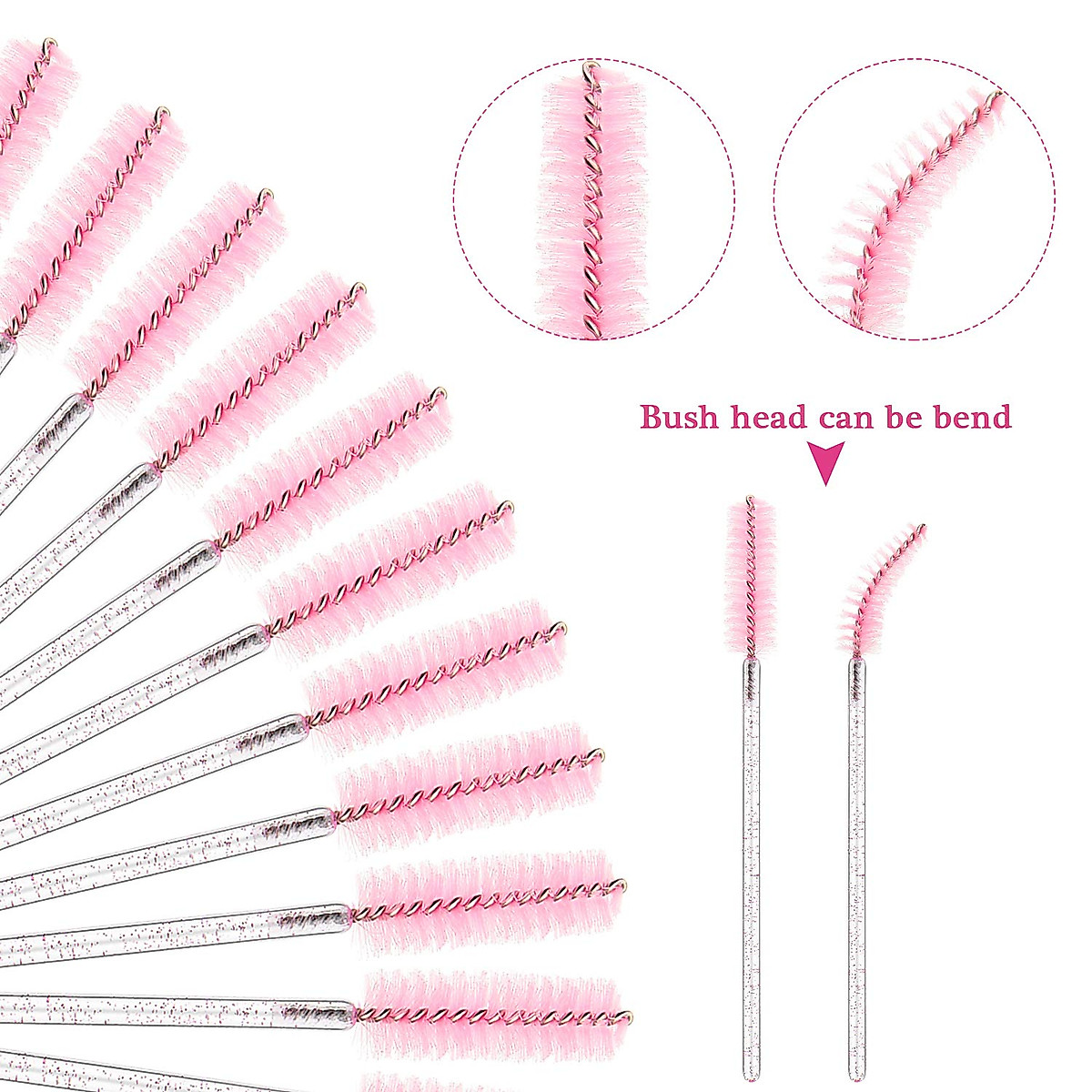 24 Pieces Plastic Eyelash Extension Tweezers False Eyelash Applicator Tool Eyelash Auxiliary Clip and 100 Pieces Eyelash Brush Mascara Wands Applicator for Eyelash Application (Pink)