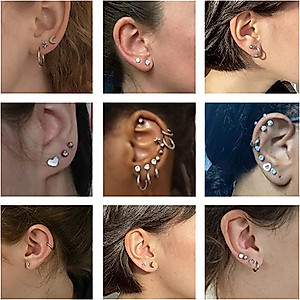 LOLIAS Small Flat Back Earrings Hypoallergenic Surgical Steel Earrings 14K Gold Plated Stainless Steel Stud Earrings for Women Men Tiny Stud Hoop Cartilage Earring