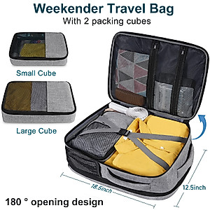 Bosynoy Travel Backpack for Women Men, 40L Large Carry On Backpack Airline Approved TSA Suitcase Backpack, for 17.3 Inch Laptop, Weekender Backpack Overnight Bag with 2 Packing Cubes