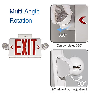 GZRUIYANG Exit Sign with Emergency Lights Red, LED Emergency Exit Light with Battery Backup, UL 924 Certified, AC 120/277V, Commercial Emergency Lights Combo for Business - 1 Pack