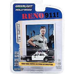 Greenlight 44980-B Hollywood Series 38 - Reno 911! - Lieutenant Jim Dangle's 1998 Crown Victoria Police Interceptor - Reno Sheriff's Department 1/64 Scale Diecast