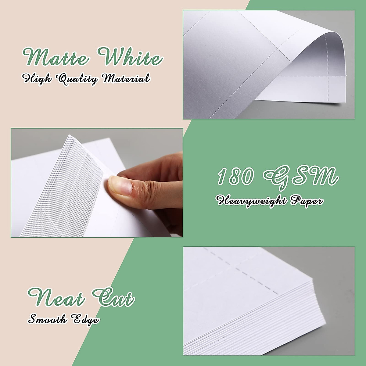Outus 3000 Pcs Blank Printable Business Cards 180 GSM White Mini Note Index Perforated Card Stock Compatible with Laser and Inkjet Printer Double Sided Printing Matte White Paper 10 Cards, 2" x 3.5"