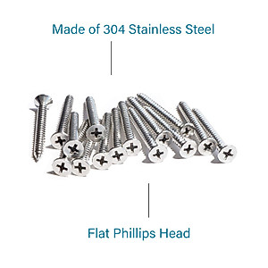 IMScrews 25pcs #8 x 2" (50mm) Stainless Flat Head Phillips Wood Screws 18-8 (304) Stainless Steel Countersunk Self Tapping Screws