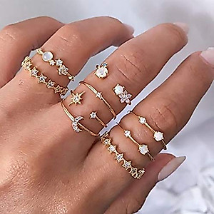 FUTIMELY 62-101Pcs Vintage Knuckle Rings Set Stackable Midi Rings for Women Teen Girls Bohemian Gold&Silver Rings Crystal Joint Finger Rings Pack (58Pcs)