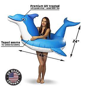 GoFloats Dolphin Pool Float Party Tube - Inflatable Rafts for Adults & Kids