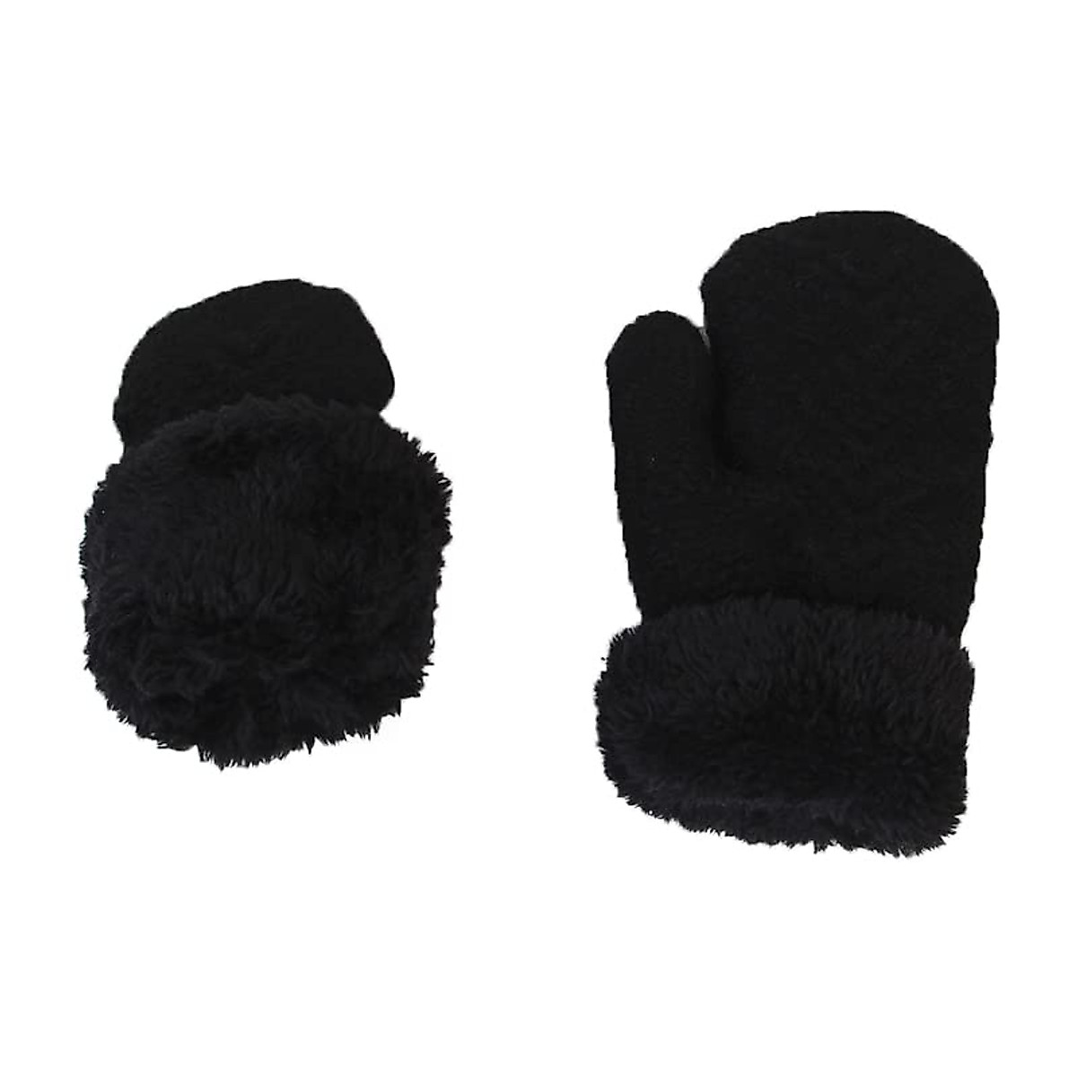 Black Winter Hats for Kids 3 Pack Boys Girls Beanie Hat Scarf Gloves Set with Pompom Fleece Lined Knit Beanie for Aged 1-5