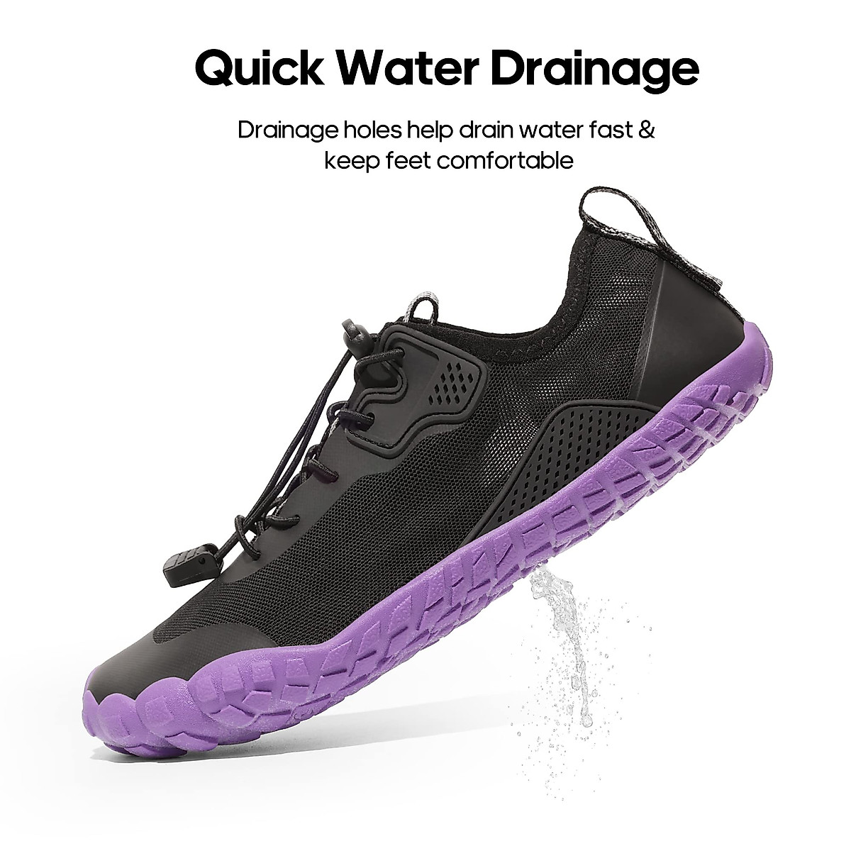 NORTIV 8 Women's Water Shoes Barefoot Lightweight Breathable Swim Walking Sport Aqua Shoes Size 8 Black SNWS225W