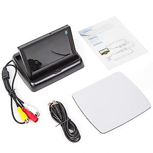 Yasoca 4.3 Inch Small Mini Digital Flip Down Foldable Monitor Screen for Car Truck Vehicle Rear View Reverse Parking Kits Home CCTV
