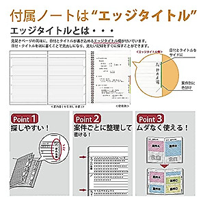KOKUYO Systemic Synthetic Leather Cover Notebook, with One Semi-B5, B 6mm Ruled, 35 Lines, 40 Sheets, Twin Ring Edge Title Notebook, Black, Japan Import (NO-V683B-D)