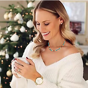 Yalice Boho Choker Necklace Chain Rainbow Seed Bead Necklaces Beach Beaded Choker Jewelry for Women (Colorful)