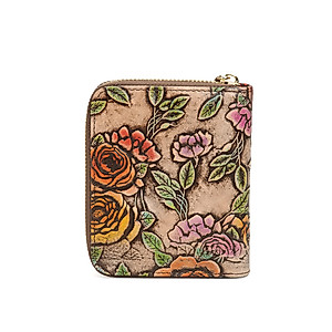 ArtsEye Women's Short Zip Around Wallet (purple rose)