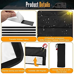 BOYISEN RV Skylight Window Shade -16 x16 inch RV Velcro Blackout Skylight Window Cover UV Protection Camper Trailer Vent Shade Waterpfoof Thickened Oxford Fabric