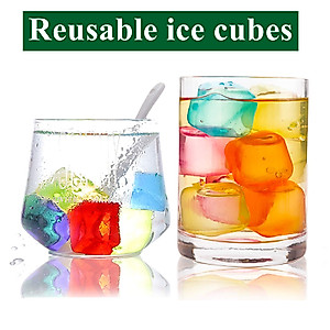 Yopay 200 Pieces Reusable Ice Cubes, 1" Plastic Squares for Drinks, Whiskey, Wine or Beer, Keep Your Drink Cold Longer, Refreezable, Washable, Assorted Color
