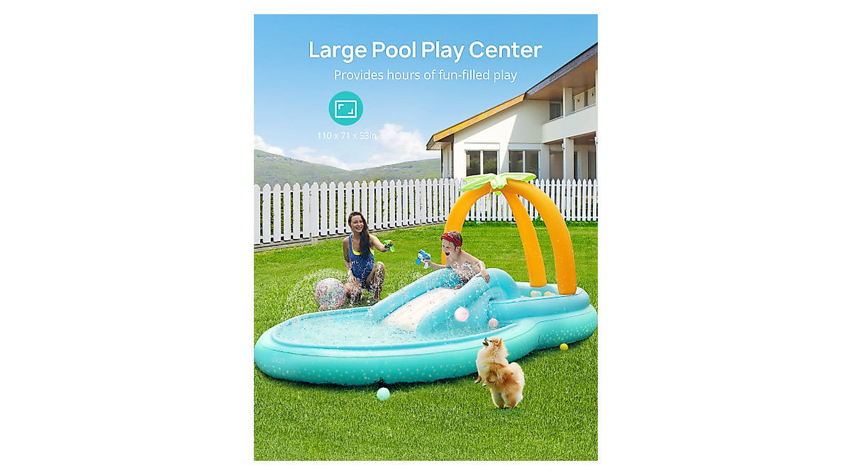 Evajoy Inflatable Kiddie Pool with Slide - Summer Fun
