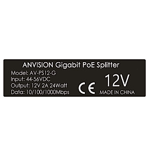 ANVISION Gigabit PoE Splitter, 48V to 12V 2A Ethernet Adapter, for Security Camera, AP, Voip and More, AV-PS12-G