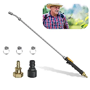 2 Pack 28'' Sprayer Wand Match 3/8'' Hose, Adjustable Nozzle Stainless Steel Replacement Sprayer Wand Built-in Shut off Valve with Hose Quick Connector for Garden, Car Wash, Weed, Lawn