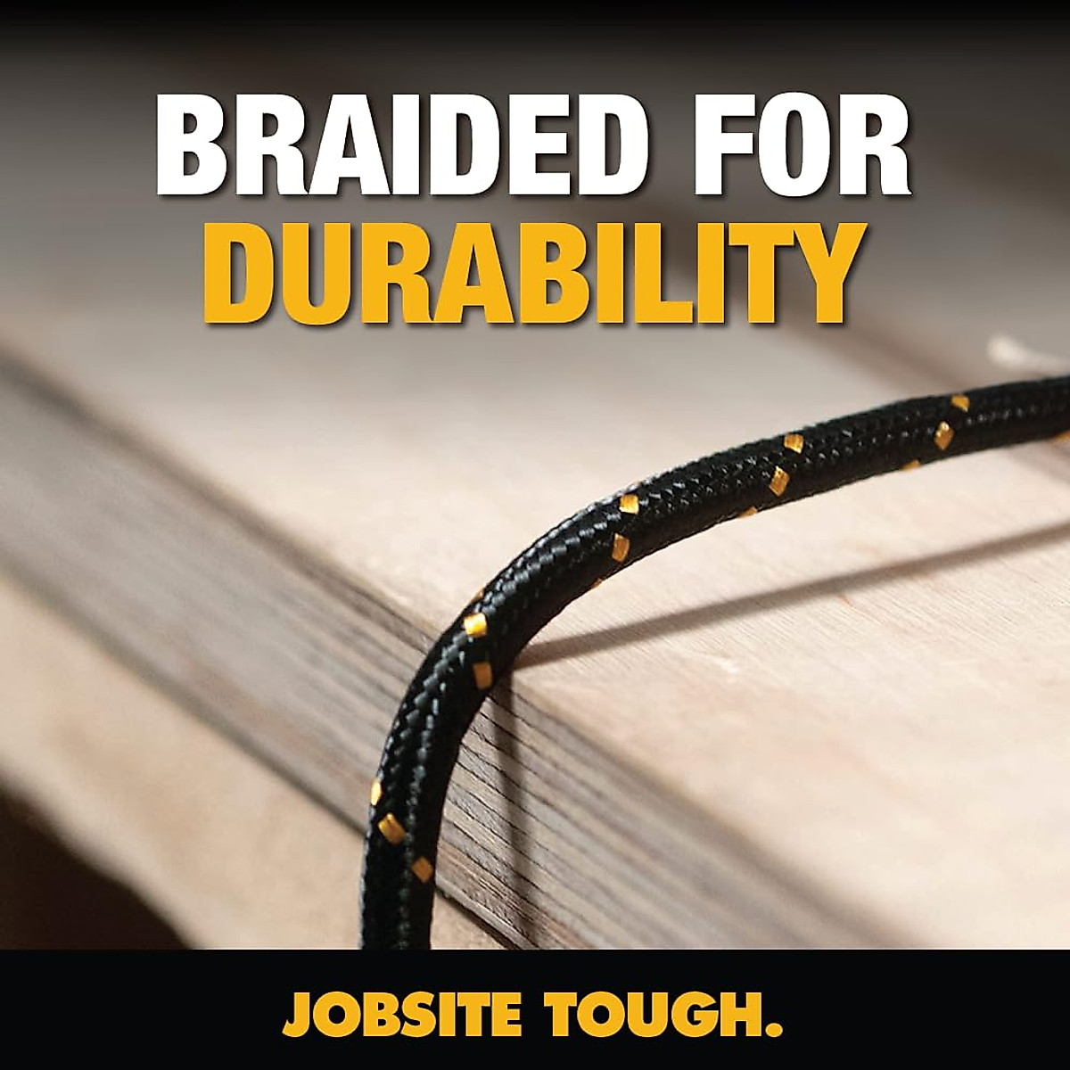 DEWALT Lightning to USB Cable — Reinforced Braided Cable for Lightning — Charger Cord Compatible with iPhone — Apple Compatible Charging Cable… (USB A to Lightning, 10 Foot)