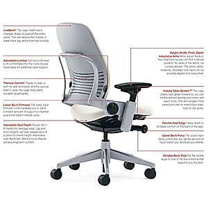 Steelcase Leap Task Chair: Black Base - 4D Adjustable Arms - Headrest - Standard Carpet Casters