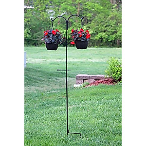Ashman Black Shepherd Hook 65 Inch (2 Pack), 12MM Thick, Super Strong, Rust Resistant Steel Hook Ideal to use for at Hanging Wind Chimes, Hanging Plant Basket, Solar Light, Bird Feeder and More.