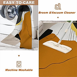 Abstract Orange White Gray Painting Area Rug, Nordic Retro Simplicity Rugs for Living Room, Low Pile Machine Washable Non-Slip Carpet for Room Sofa Home Decor Floor Mat - 4 ft x 5 ft