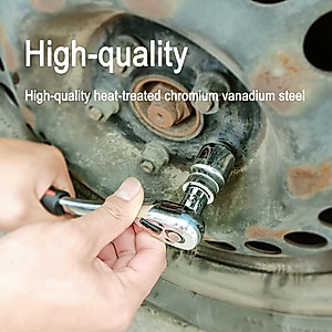 StrugDeas 6 Piece Socket Adapter and Reducer Set, 1/4", 3/8", 1/2" Chrome Vanadium Steel Ratchet/Socket Extension/Conversion Kit for Automotive Maintenance