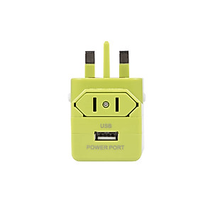 Travelon Worldwide Adapter and USB Charger, Lime, One Size