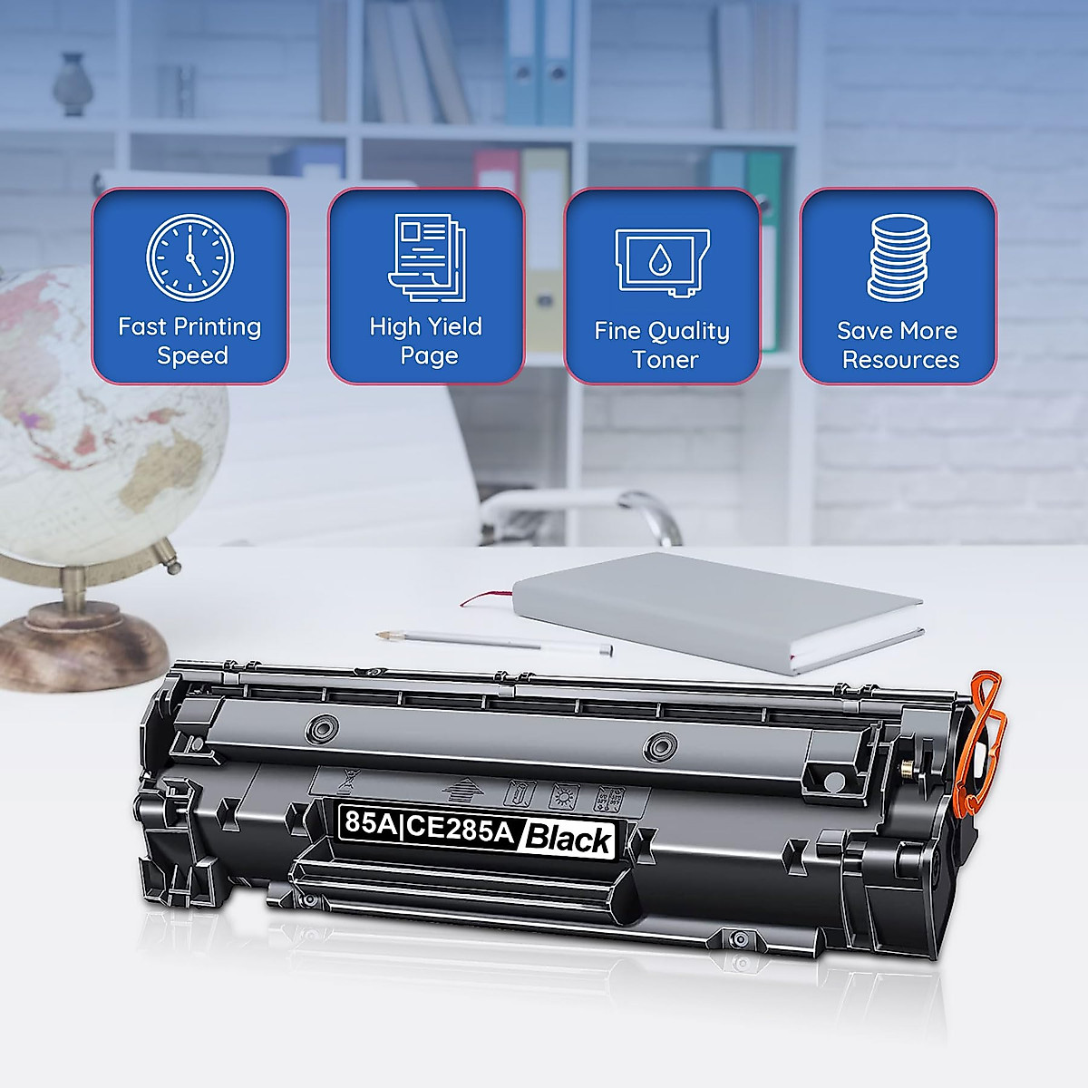 (with Chip) 85A CE285D Black Toner Cartridges, Pack of 2 Replacement for HP 85A CE285A Compatible with Pro P1102w P1109w P1005 P1006 M1132; M1212nf M1217nfw M1214nfh M1216nfh M1219nf MFP Printer