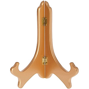 Bard's Hinged Gold-toned MDF Wood Plate Stand, 8" H x 7" W x 4.75" D (For 8" - 10" Plates)