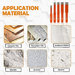 BGTEC Dry Diamond Core Drill Bits 2pcs 1/4" Tile Drill Bits with Hex Shank for Granite Marble Porcelain Tile Ceramic Masonry