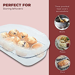 Culinary Elements Reusable Bowl Covers with Elastic, Plastic Food Storage Cover for Leftovers: 12 Bowl Covers