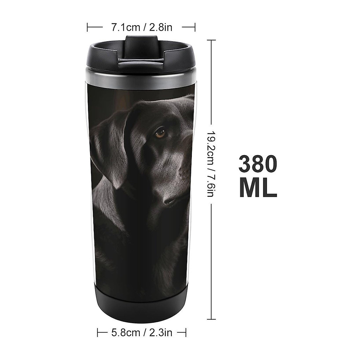 Black Labrador Travel Coffee Mug Stainless Steel Water Bottles Insulated Water Bottle Travel Mug Insulated Tumblers Travel Coffee Tumbler 12 Oz Coffee Tumbler Travel Cup