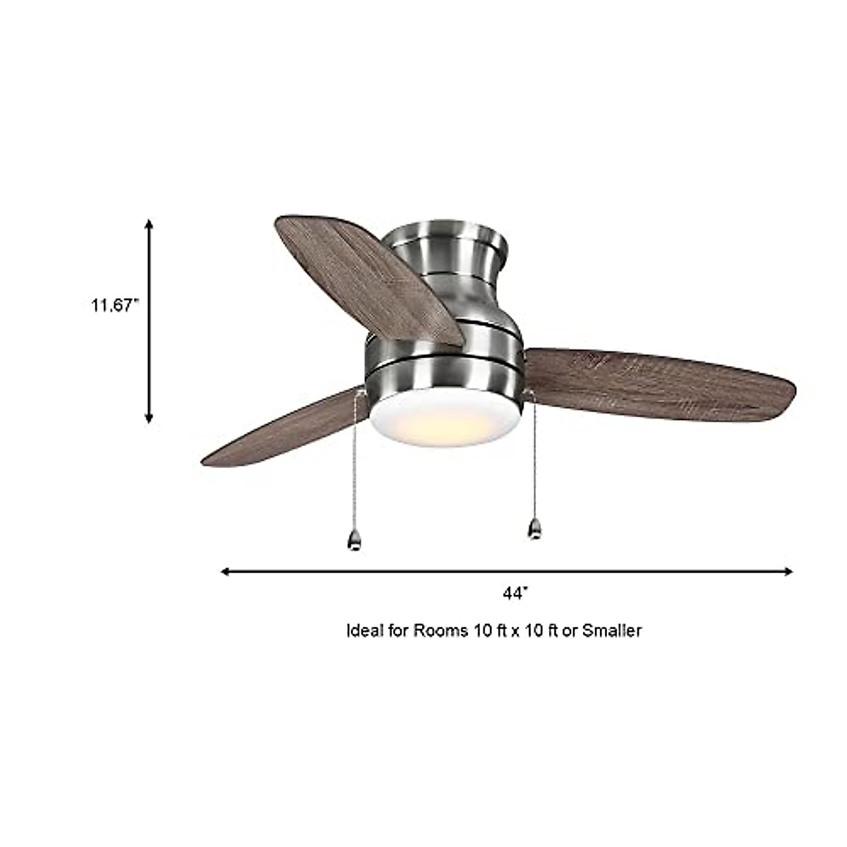 Ashby Park 44 in. White Color Changing Integrated LED Brushed Nickel Ceiling Fan with Light Kit and 3 Reversible Blades