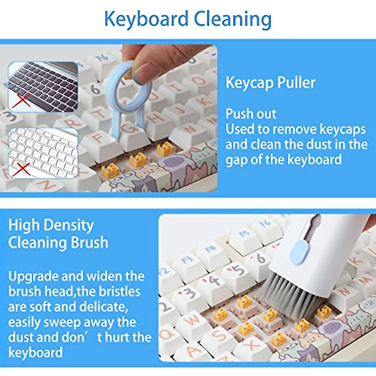 KITANIS Keyboard Cleaning Kit,7 in 1 Electronic Cleaner Kit,2 Pack Multi-Function Soft Brush Cleaning Tools Kit for Airpods/Cell Phone/PC/Laptop/Computer/Bluetooth Earphones (3nd Generation)