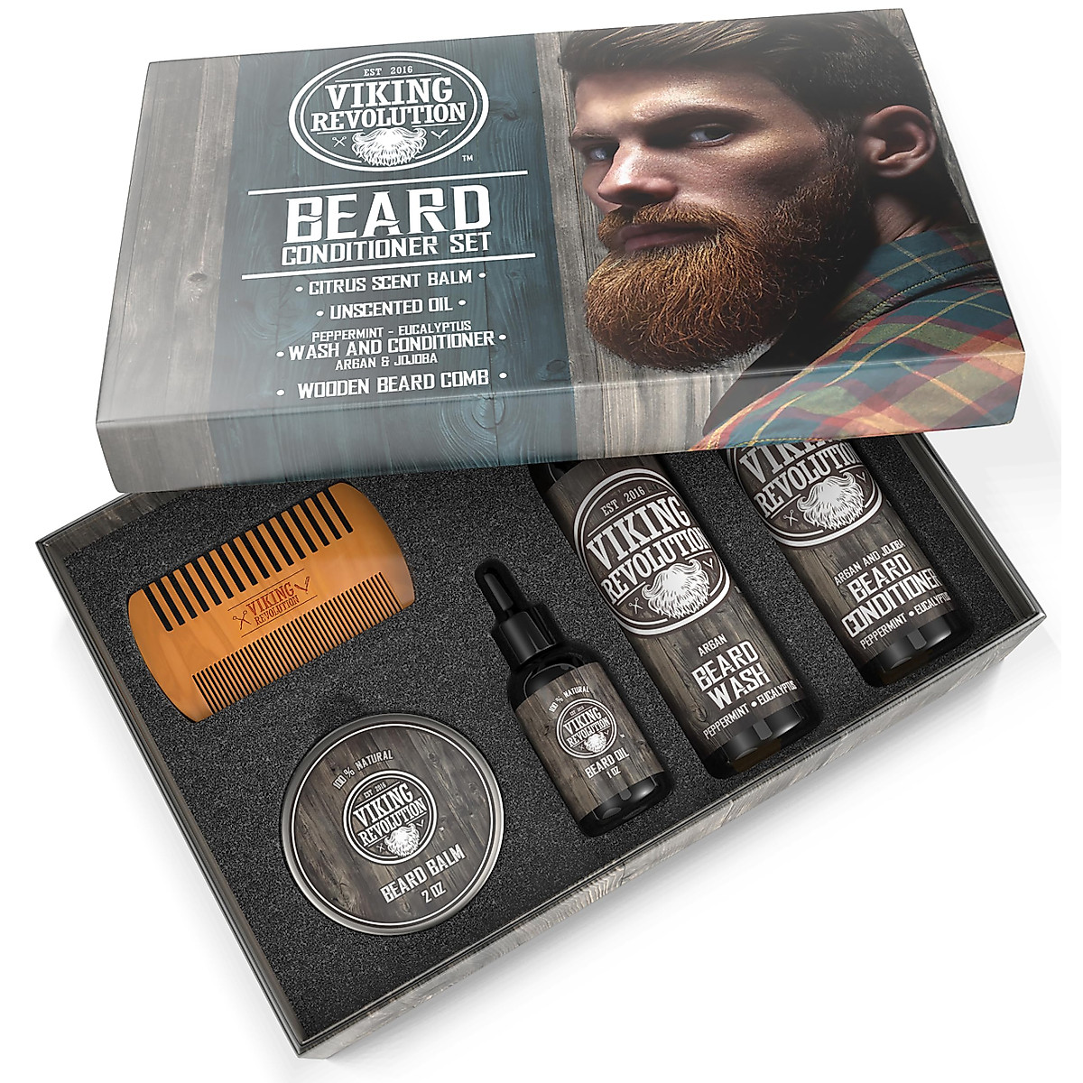 Ultimate Beard Care Conditioner Kit - Beard Grooming Kit for Men Softens, Smoothes and Soothes Beard Itch- Contains Beard Wash & Conditioner, Beard Oil, Beard Balm and Beard Comb- Classic Set