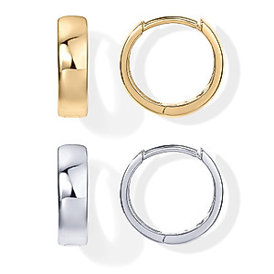 PAVOI 14K Gold Plated Sterling Silver Post Huggie Earrings | Small Hoop Earrings |Gold Earrings for Women (Pack White/Yellow, Gold Plated)