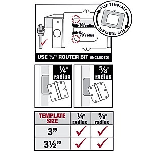 Milescraft 1222 Hinge Mate 150 – Door Hinge Installation Kit/Mortiser Template, Door Hinge Jig, Door Router Template fits 3” and 3.5” Hinges, Fits Most Doors