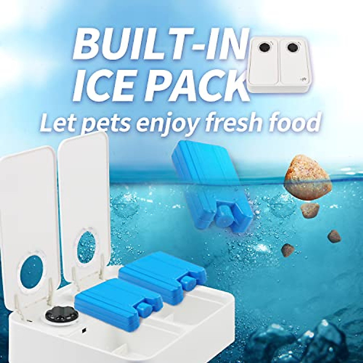 All for Paws Automatic Cat Feeder 2 Meal Dog Feeder, Dry and Wet Food Dispenser with 48-Hour Timer, Ice Pack Included, Dishwasher Safe