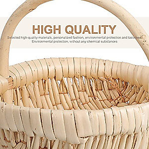 Hemoton Woven Storage Basket Wedding Flower Girl Basket Woven Ranttan Flower Bride Basket Picnic Basket for Wedding Bridal Ceremony Party Decoration (Beige) S Wicker Basket