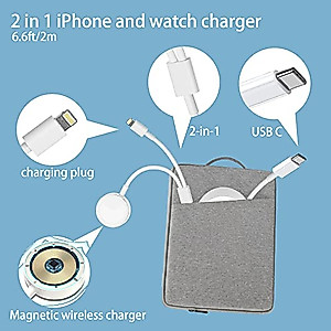 2 in 1 USB-C Fast Apple Watch Charger,6.6FT Apple Certified Wireless iWatch Charger Magnetic Charging Cable with 20W USB C Wall Charger Plug for Apple Watch Series 8/7/SE/6/5/4/3 & iPhone 14/13/12/11