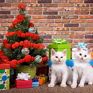 Syhood 30 Pcs Yarn Pom Poms Set Includes 20 Pcs 1 Inch Pompoms 10 Pcs 1.5 Inches Pompom Balls for Christmas Crafts White Red Fluffy Pompom Balls for Xmas Party Decor Costume DIY Supplies (Red)