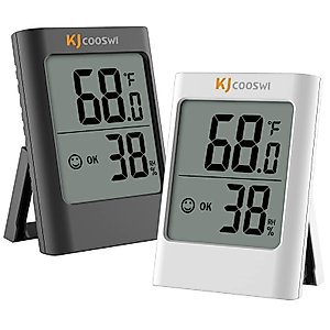 Humidity Gauge, 2 Pack Indoor Thermometer for Home Digital Hygrometer Room Thermometer and Humidity Gauge with Temperature Humidity Monitor AAA Battery Powered(Color: Black and White)