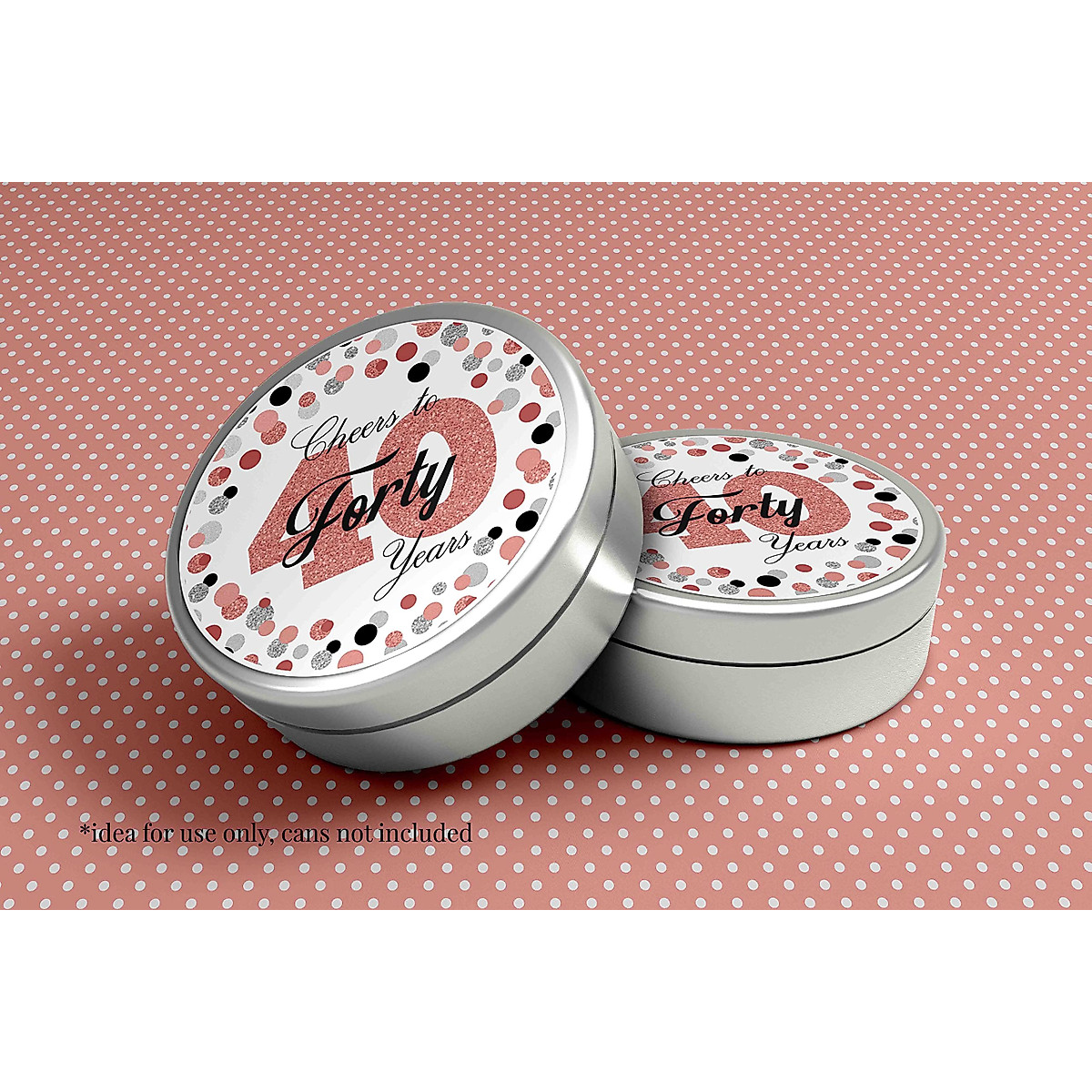 Confetti Rose Gold Polka Dot 40th Birthday Party Sticker Labels, 40 2" Party Circle Stickers by Amanda Creation, Great for Party Favors, Envelope Seals & Goodie Bags