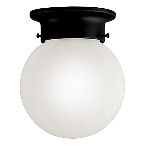 Design House 588483 Traditional 1 Indoor Ceiling Mount Globe Light Dimmable for Bedroom Dining Room Kitchen, No Pull Chain, Matte Black