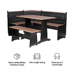 Linon Black and Pecan Breakfast Dining Set Ardmore Nook