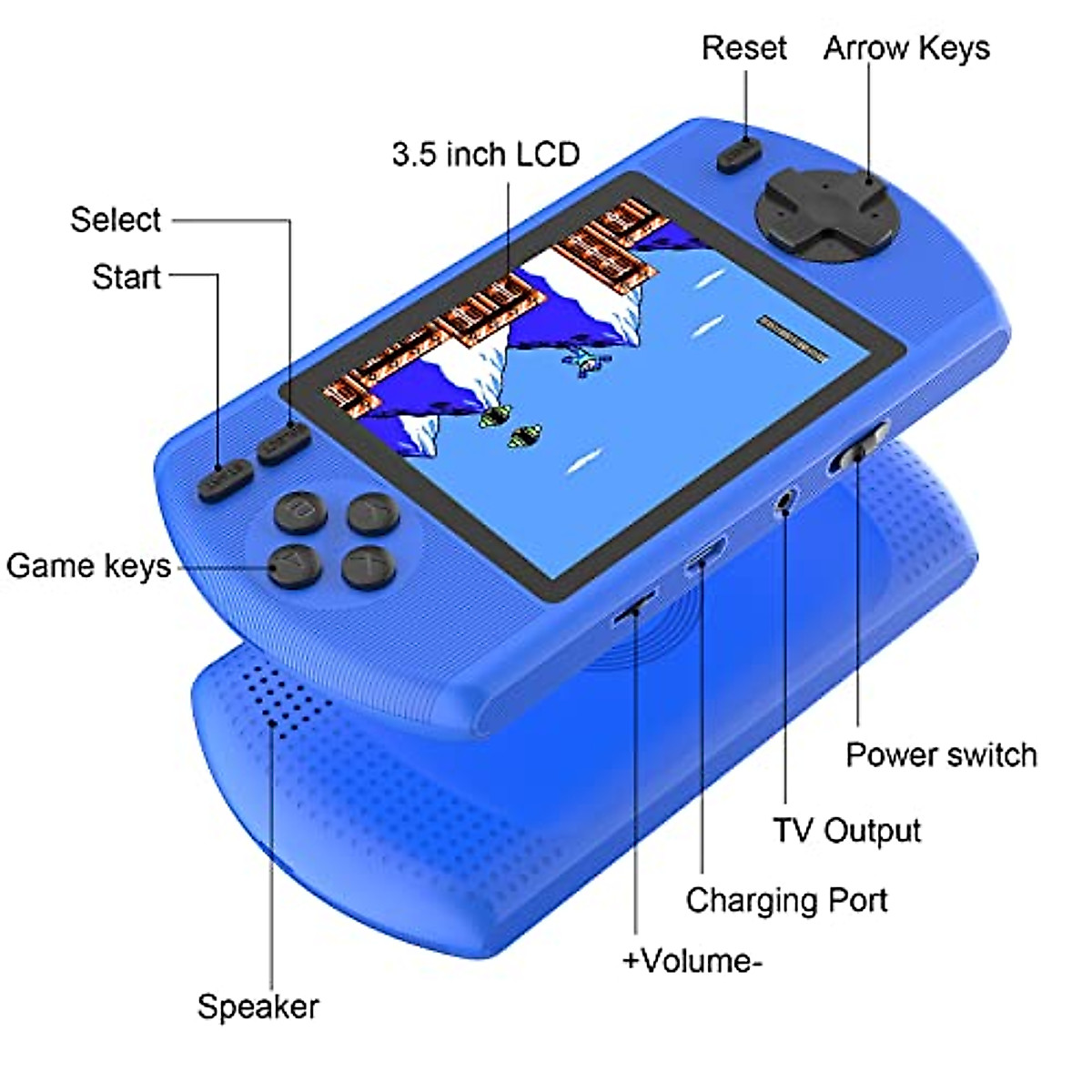 JAMSWALL Retro Handheld Game Console, Portable Retro Video Game Console with 400 Classical FC Games 2.8-Inch Screen 800mAh Rechargeable Battery Support for Connecting TV and Two Players(Blue)